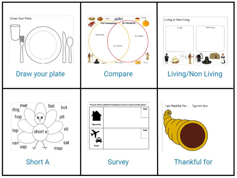 Primary Thanksgiving Choice Board - Wixie