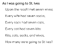 Grade 1 - As I was going to St. Ives - Wixie
