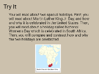 Try It and Show What You Know - Comparing an African Holiday - Copy - Wixie